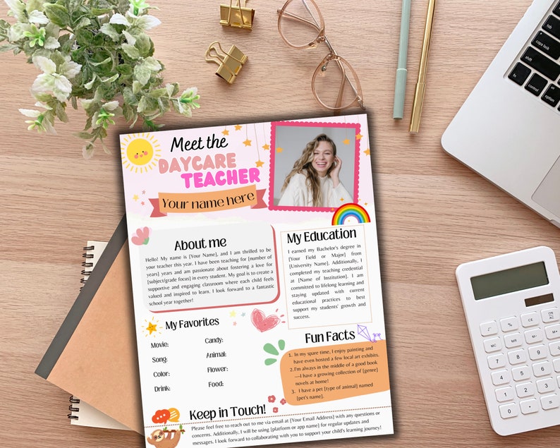 Meet the Daycare Teacher, Editable Meet the Teacher Template, Tiny ...