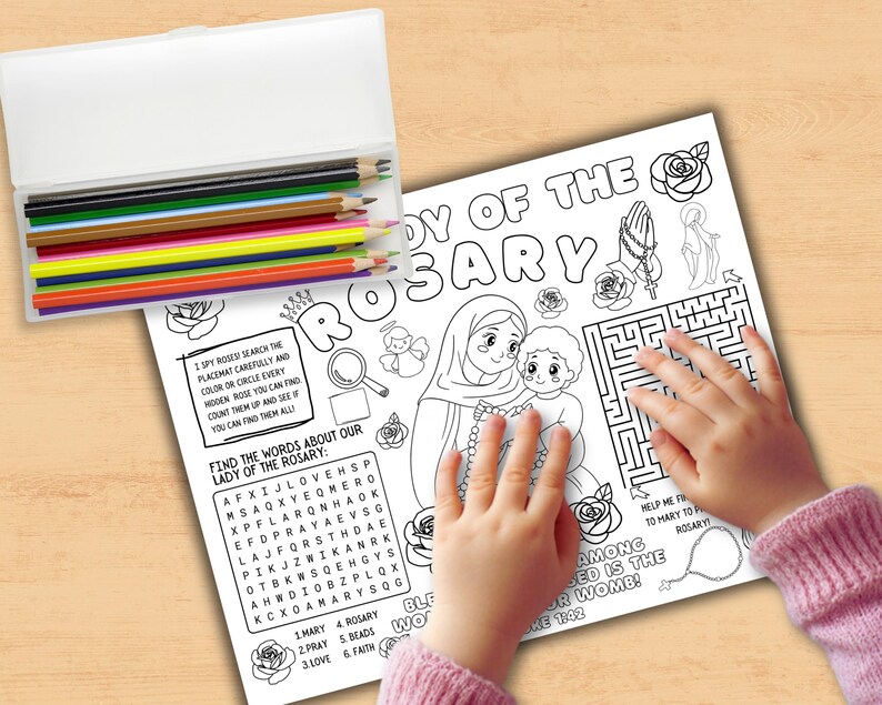 Our Lady of the Rosary Printable Page for Kids, Feast of the Virgin of ...