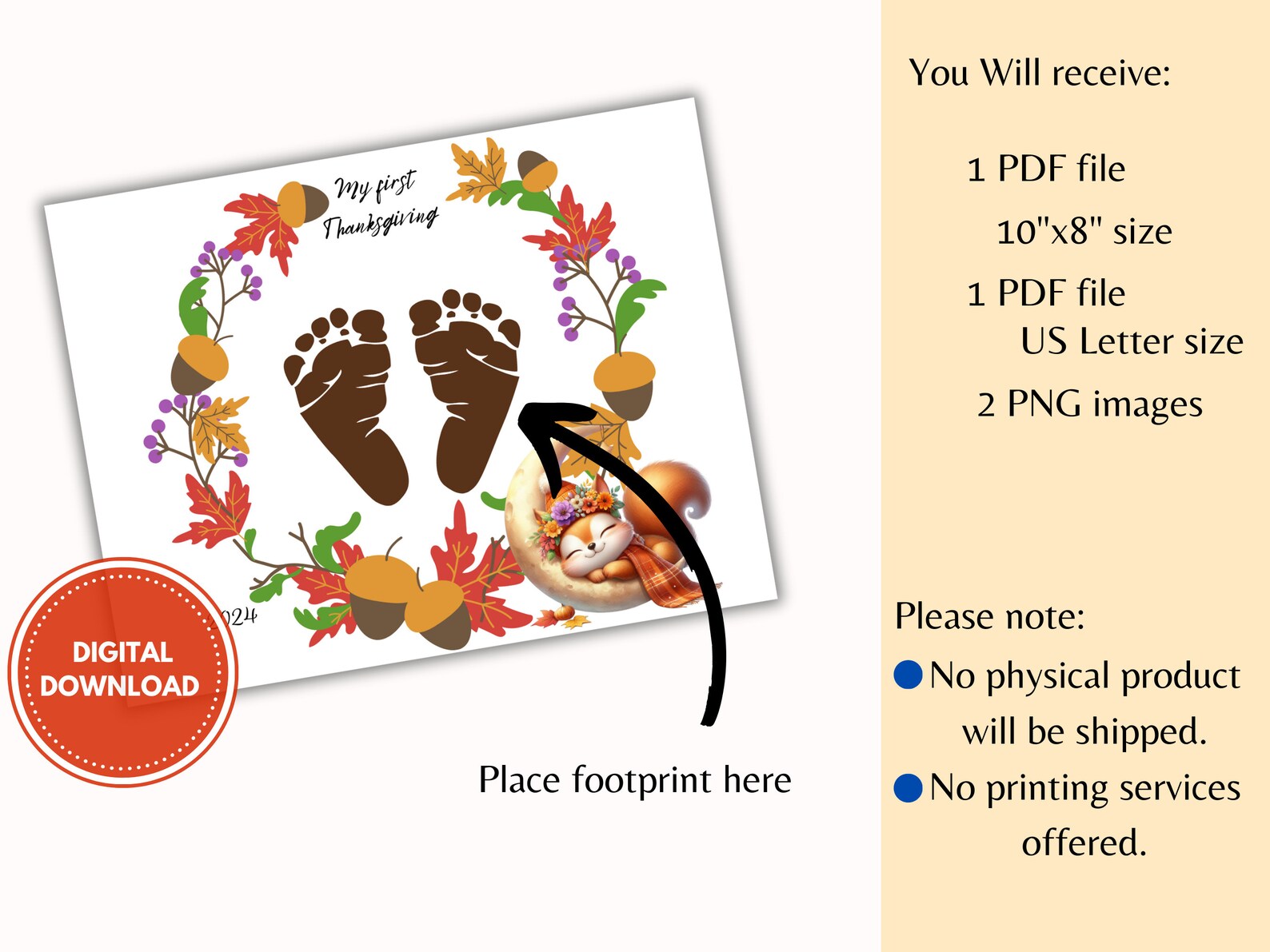 My First Thanksgiving Footprint Sign, Baby First Fall Footprint Art ...