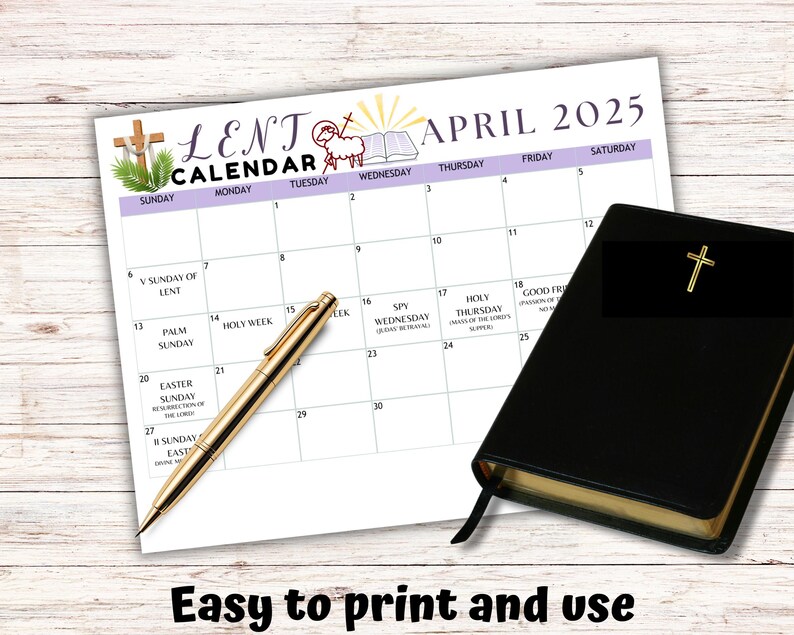 Lent Catholic Calendar, Printable Lenten Calendar 2025, Liturgical ...