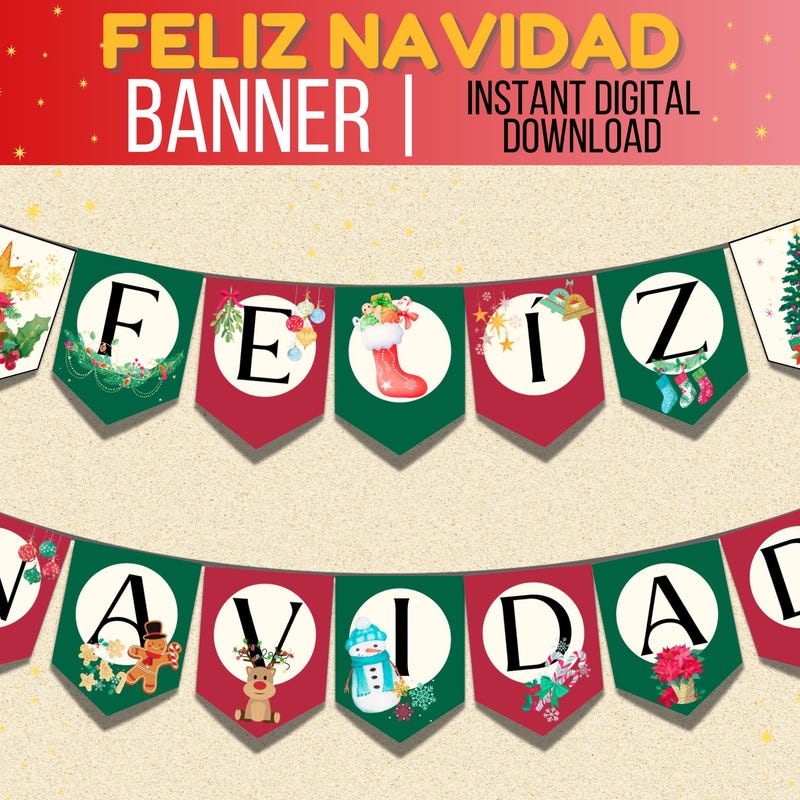 Navidad Banner Template - Etsy