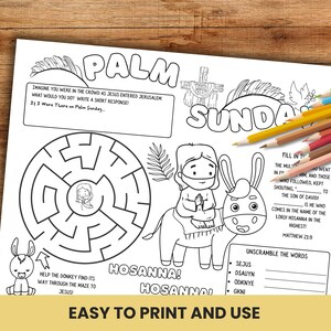 Palm Sunday Activity Placemat for Kids, Holy Week Printable, Catholic ...