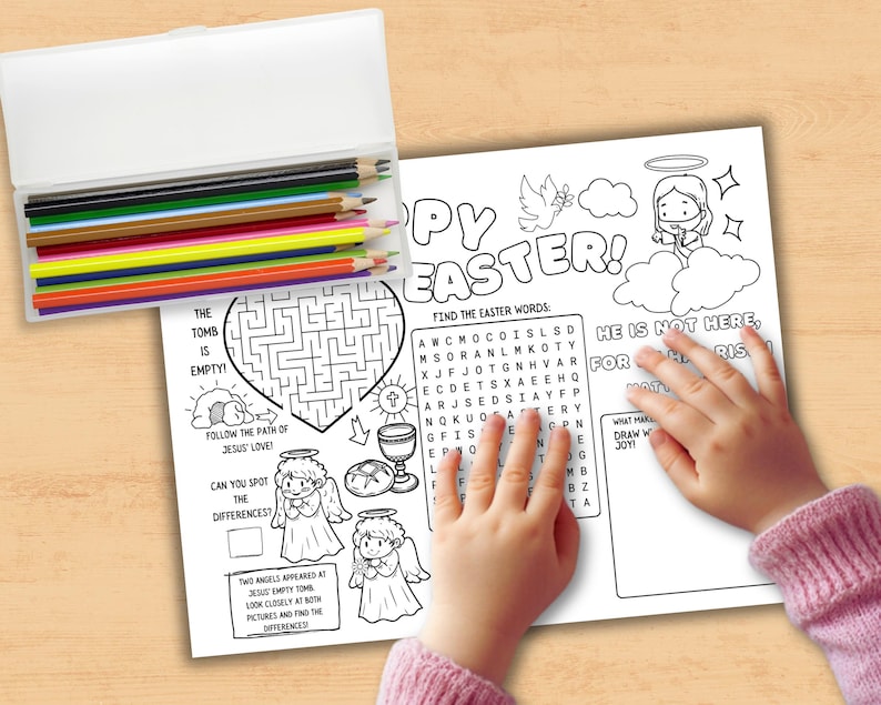 Holy Week Printable for Kids, Easter Activity Placemat for Kids, Easter ...
