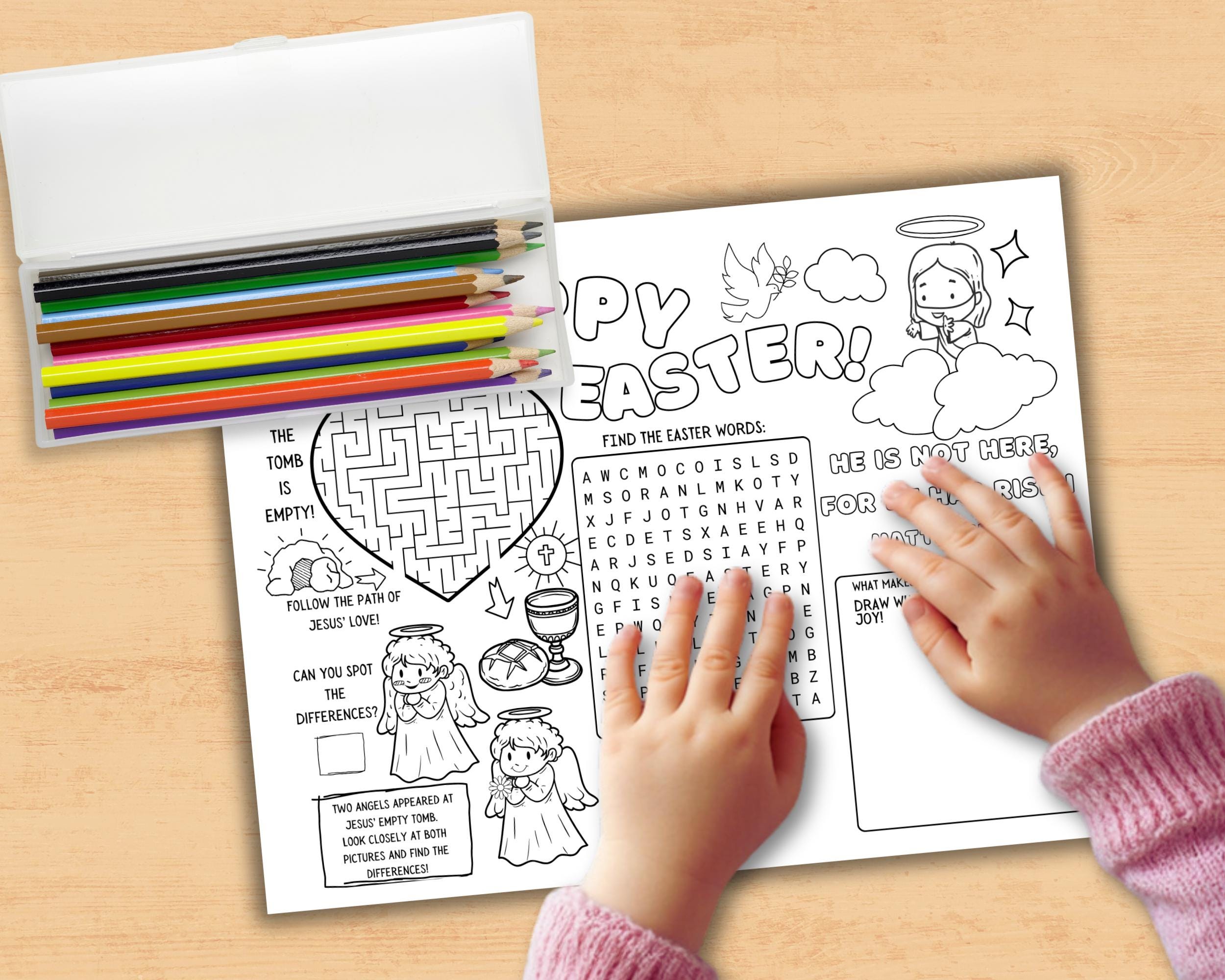 Holy Week Printable for Kids, Easter Activity Placemat for Kids, Easter ...