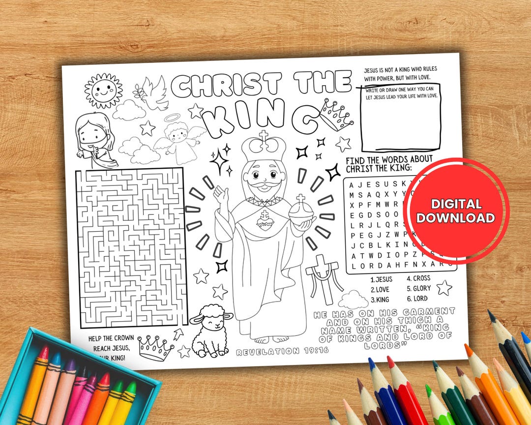Christ the King Activity Page for Kids, Feast of Christ the King ...