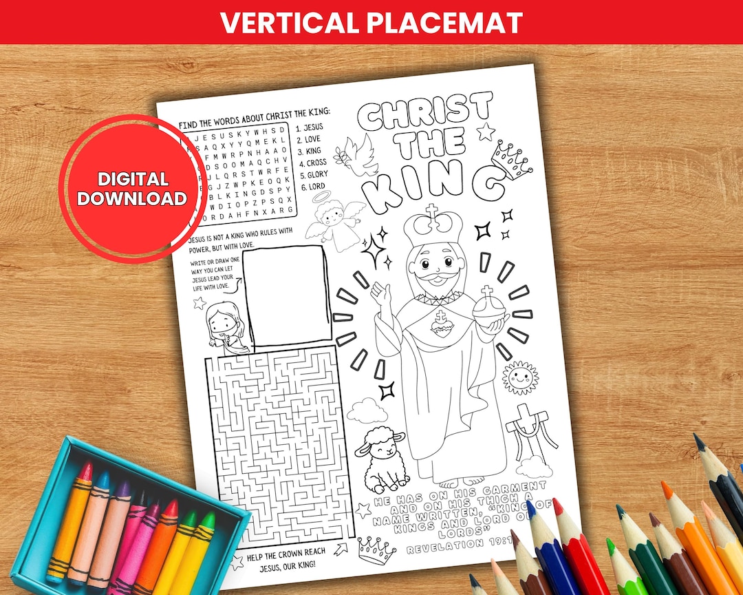 Christ the King Activity Page for Kids, Feast of Christ the King ...