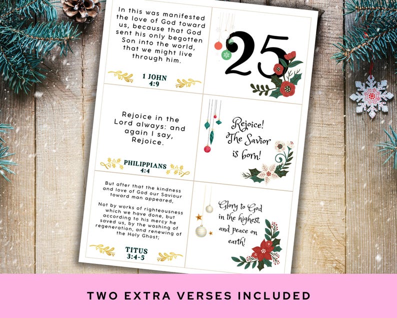 Advent Scripture Cards: 25 Days of Christmas Bible Verses, Nativity ...