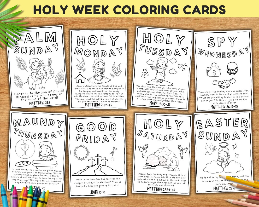 Holy Week Cards for Kids, Easter Week Cards, Holy Week Printable ...