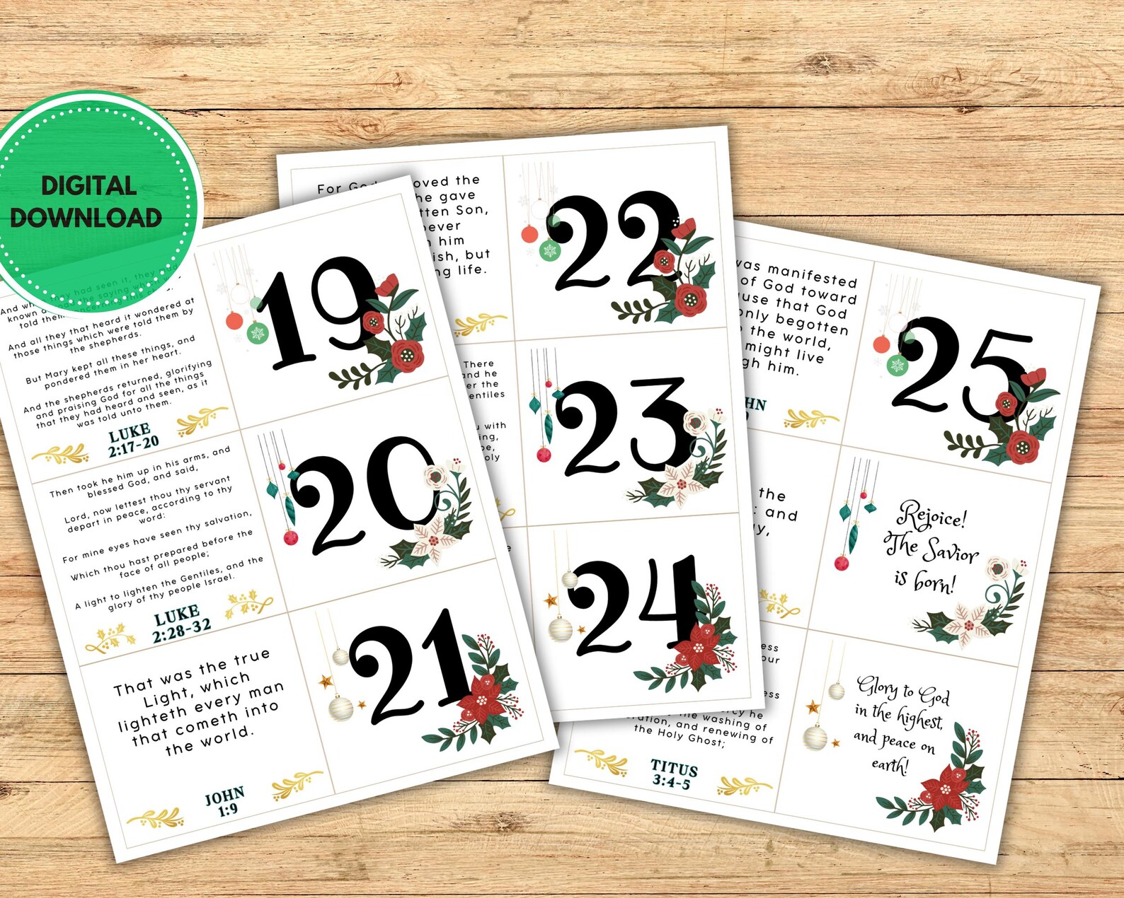 Advent Scripture Cards: 25 Days of Christmas Bible Verses, Nativity ...