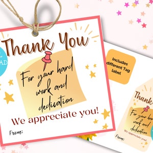 Thank You Gift Tags, Administrative Day Gift Tag, Employee Appreciation ...