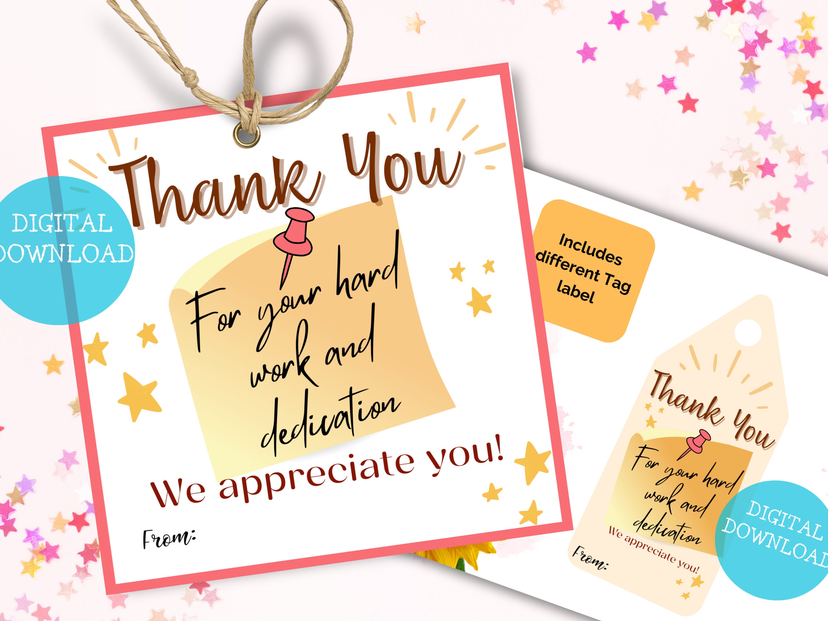 Thank You Gift Tags, Administrative Day Gift Tag, Employee Appreciation ...