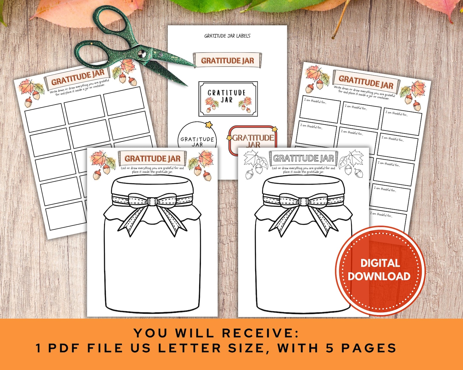 Gratitude Jar Printable: Thanksgiving DIY Activity for Kids (PDF) - Etsy