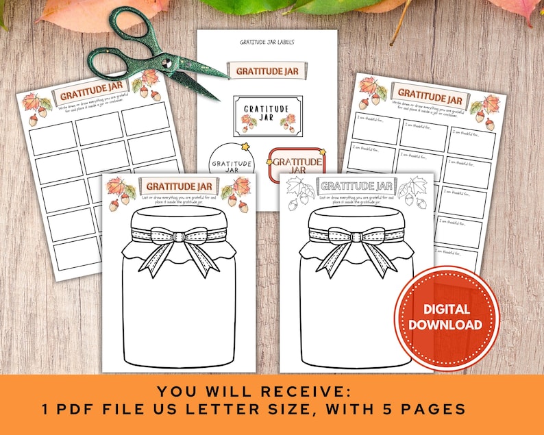 Gratitude Jar Printable: Thanksgiving DIY Activity for Kids (PDF) - Etsy