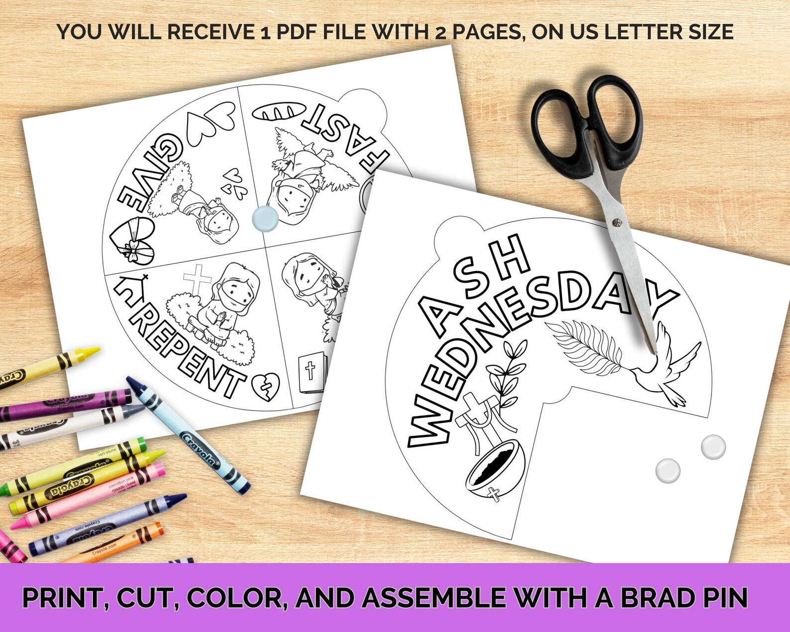 Ash Wednesday Craft for Kids Spinner Wheel, Ash Wednesday Wreath ...