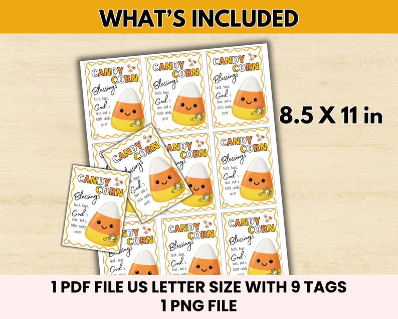 Christian Halloween Tag, Printable Candy Corn Tag, Candy Blessings Prayer, Sunday School Gift ...