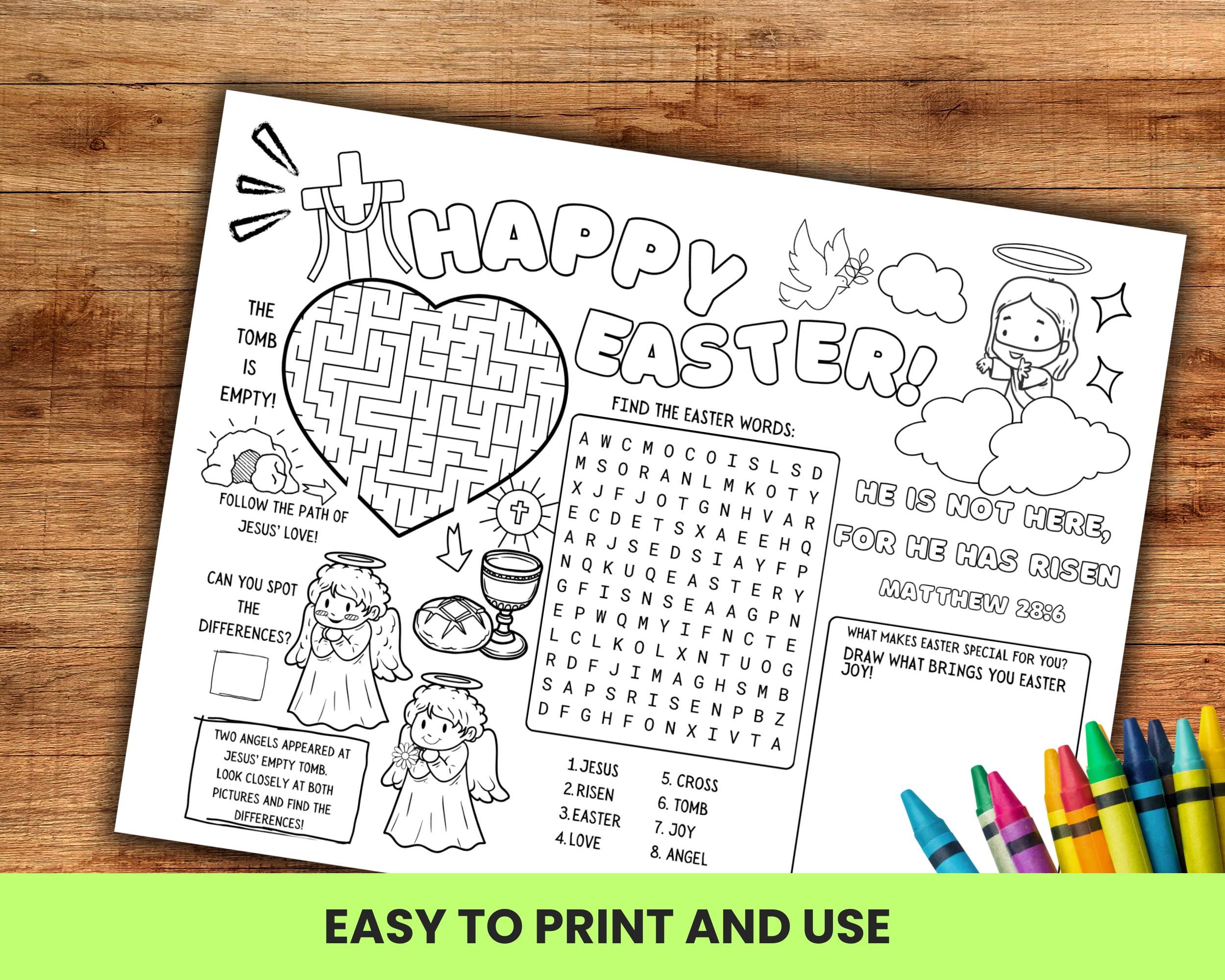 Holy Week Printable for Kids, Easter Activity Placemat for Kids, Easter ...