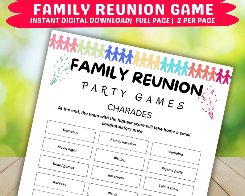 Family Reunion Game, Family Gathering Games, Icebreaker Games, Family ...