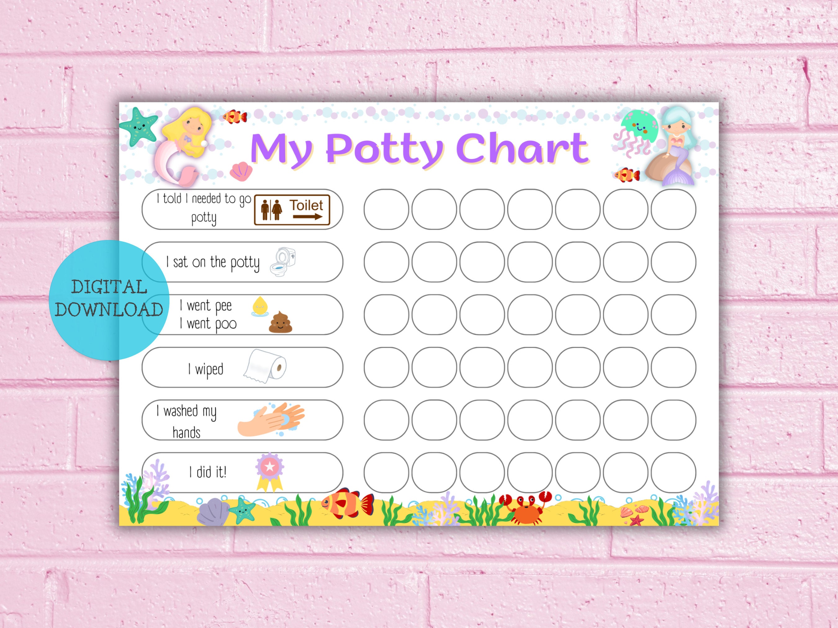 Potty Training Chart, Potty Printables Chart, Rewards Chart, Weekly ...