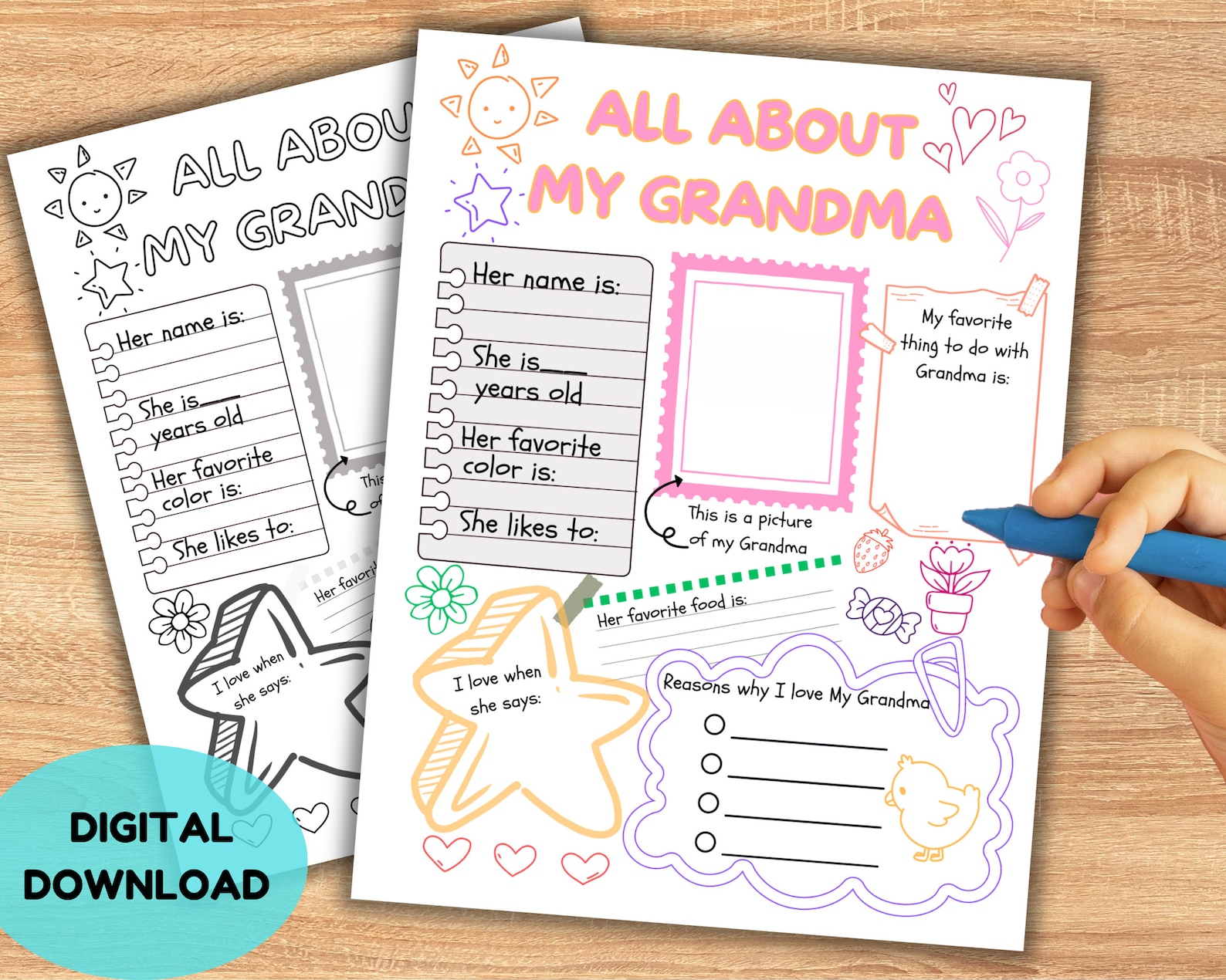 All About My Grandma Printable Grandparents' Day, Grandma Questionnaire ...
