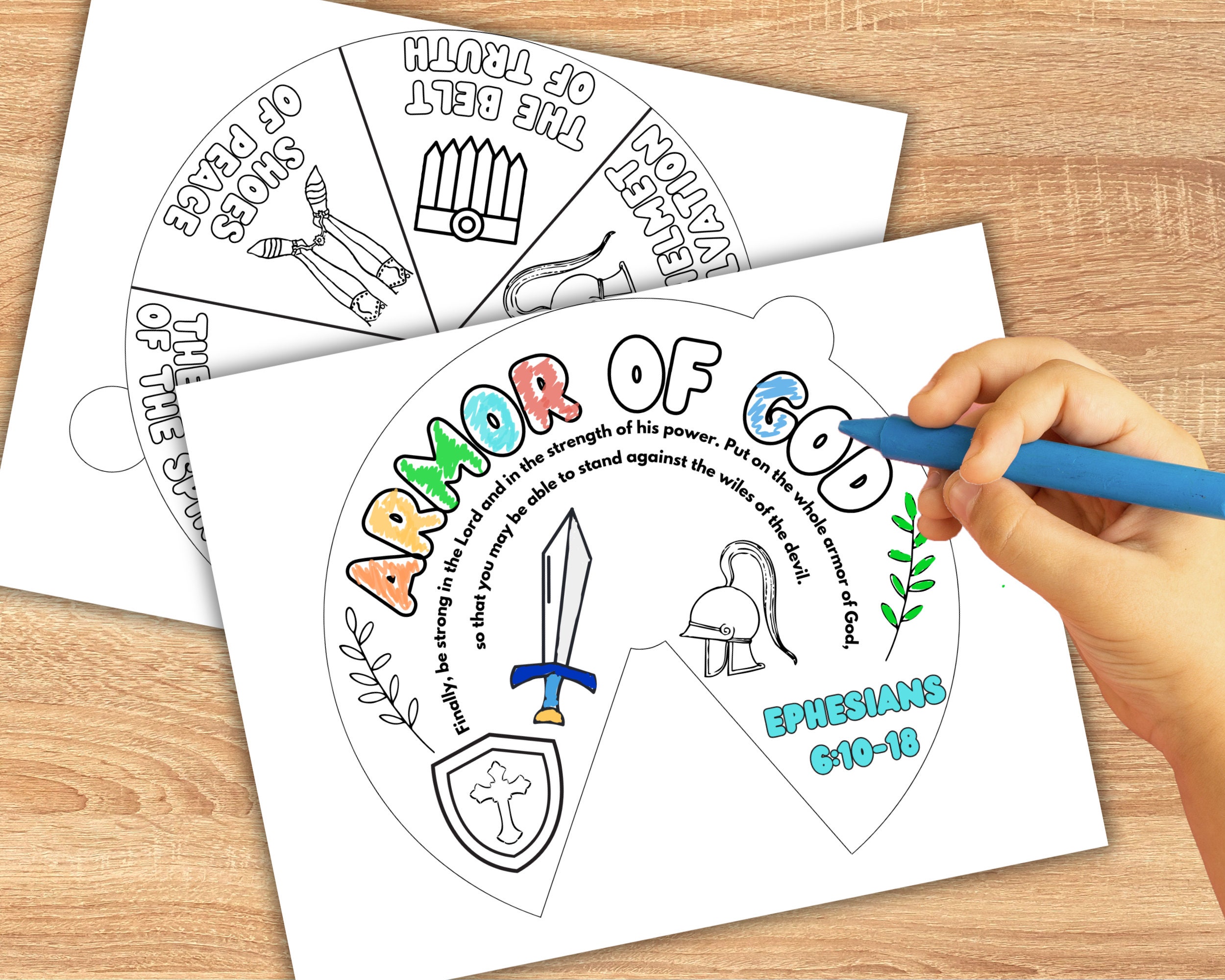 Armor of God Craft Spinner Wheel, Kids Bible Coloring Activity, Sunday ...