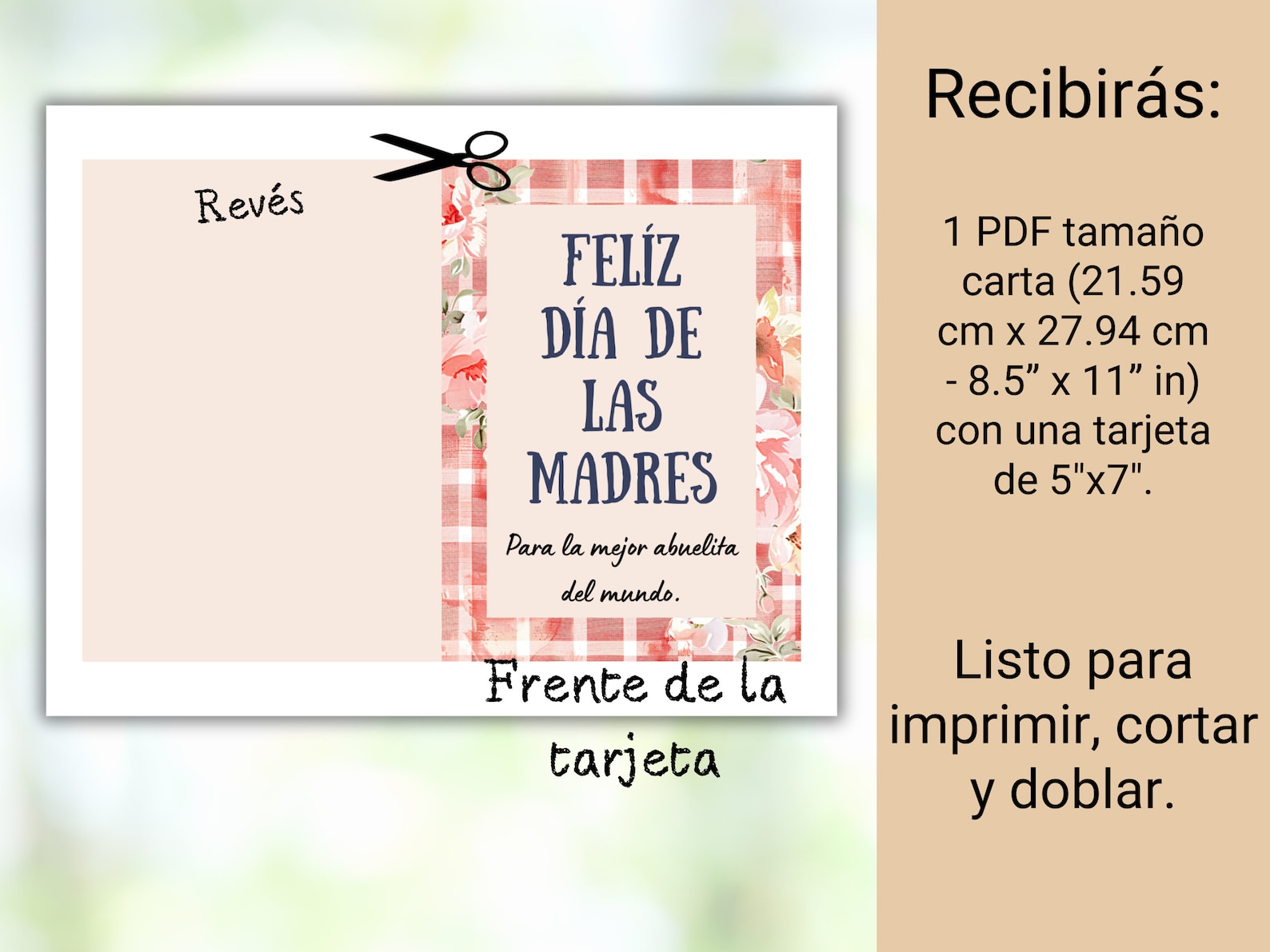 Felíz Dia De Las Madres Card, Mother's Day Card En Español, Spanish ...