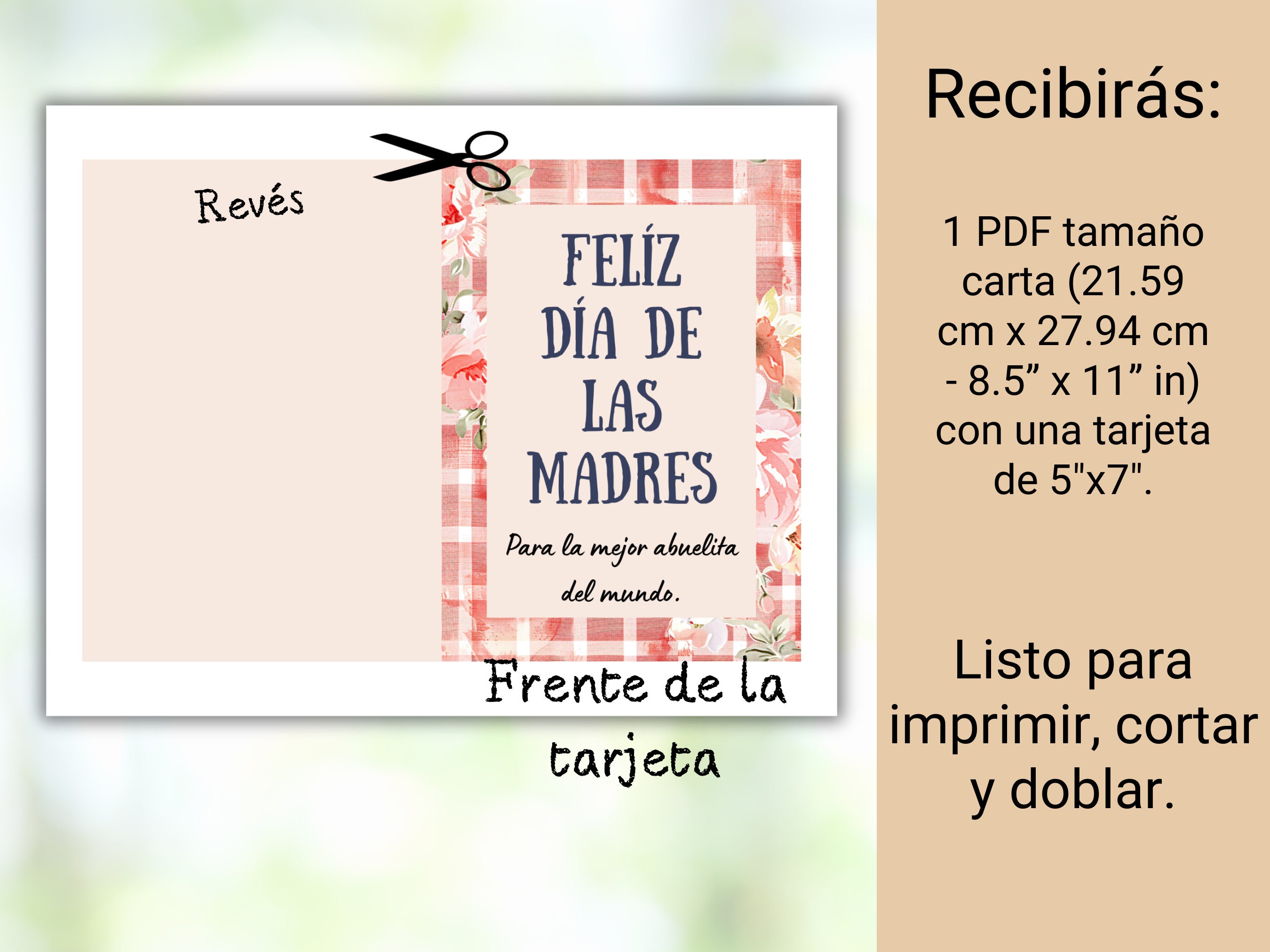 Felíz Dia De Las Madres Card, Mother's Day Card En Español, Spanish ...