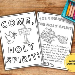 Pentecost Craft for Kids, Holy Spirit Coloring Cards and Bible Verses ...