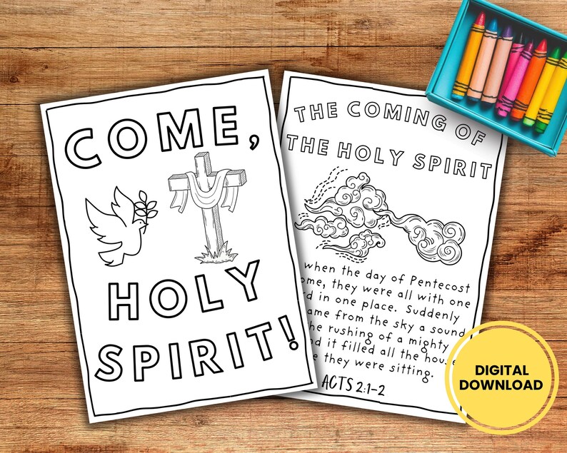 Pentecost Craft for Kids, Holy Spirit Coloring Cards and Bible Verses ...