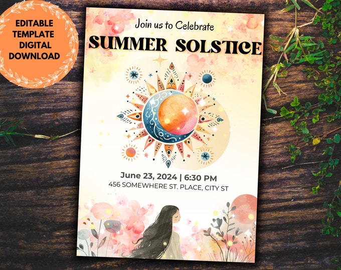 Printable Summer Solstice Card Happy Summer Solstice Card for Friend ...