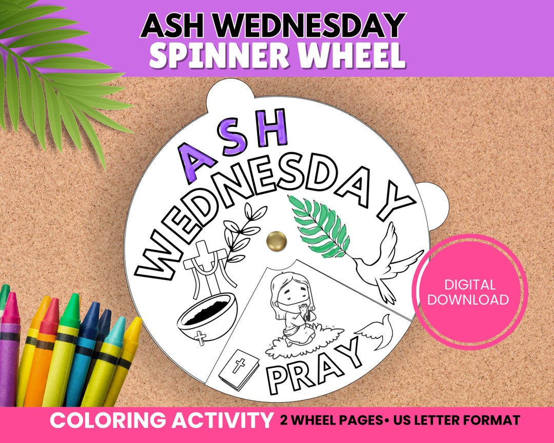 Ash Wednesday Craft for Kids, Ash Wednesday Coloring Activity Spinner ...
