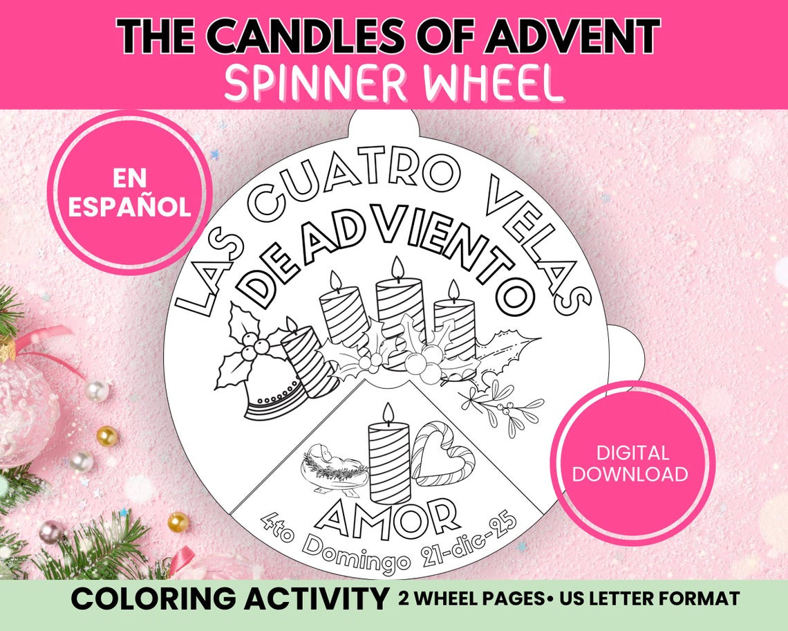 Advent Craft for Kids Spinner Wheel in Spanish, Advent Candle Wreath ...