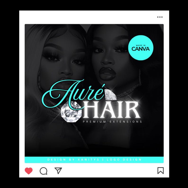 Hair Extensions Logo Template, DIY Beauty Salon Design (editable Canva ...