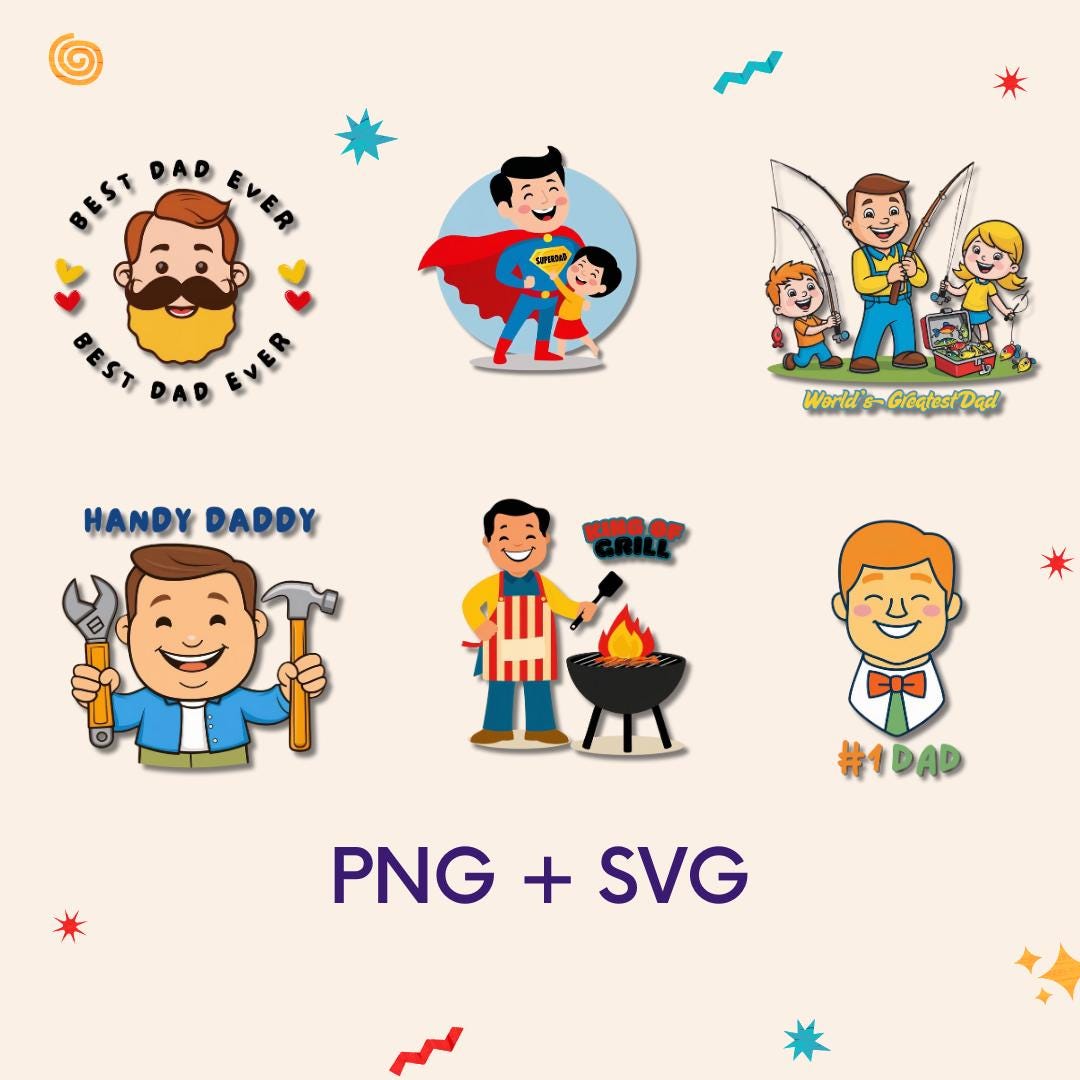 Father’s Day Clipart Bundle | PNG SVG Superdad #1 Dad Best | Digital ...