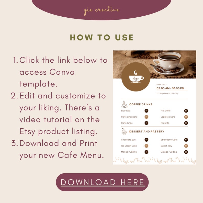 Editable Coffee Shop Menu Template | Canva | Instant Download - Etsy ...
