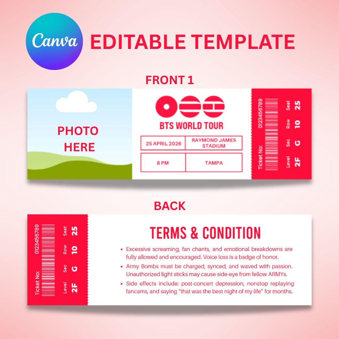 Canva Editable Fan-made Concert Ticket World Tour Template - Etsy