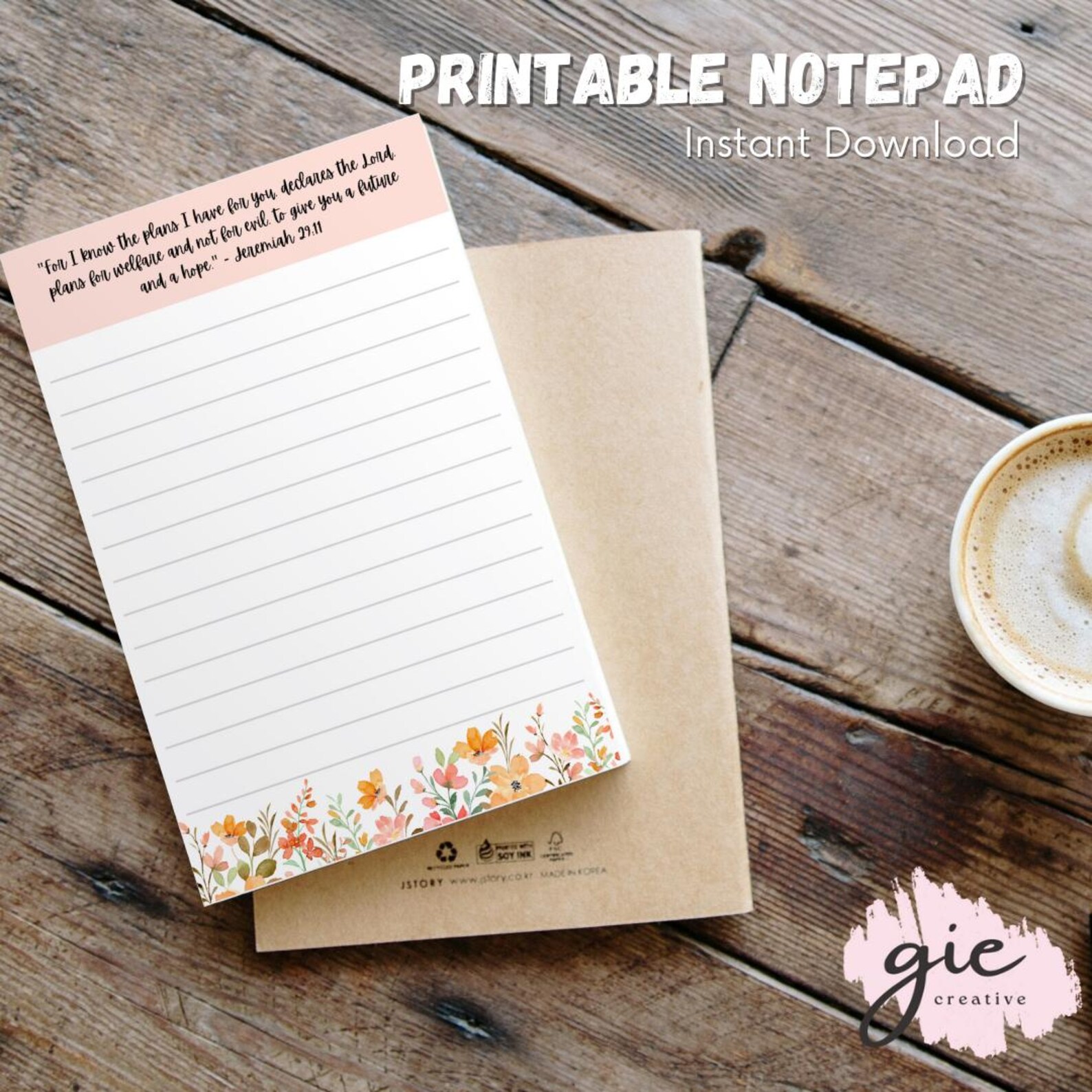 Printable Floral Bible Verse Notepads | Digital Download | Scripture ...
