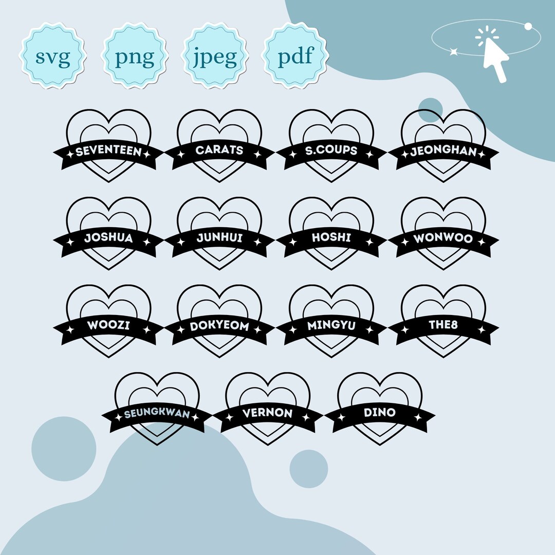 SEVENTEEN Svg Png Jpg Pdf ~ SEVENTEEN Digital Stickers ~ Valentine ...