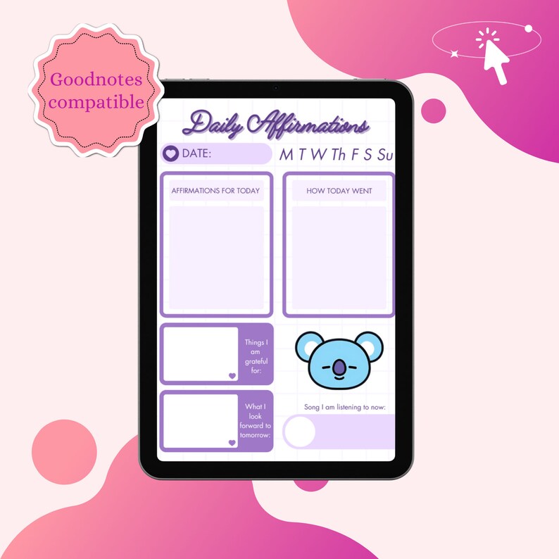 BTS and BT21 Affirmation Daily Journal Pdf Compatible With Goodnotes 6 ...
