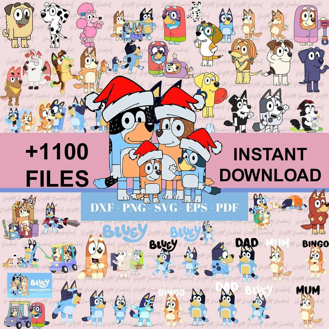 1100+ Mega Bluey PNG-Bundle, Bluey Cut-Dateien für Cricut, Bluey ...