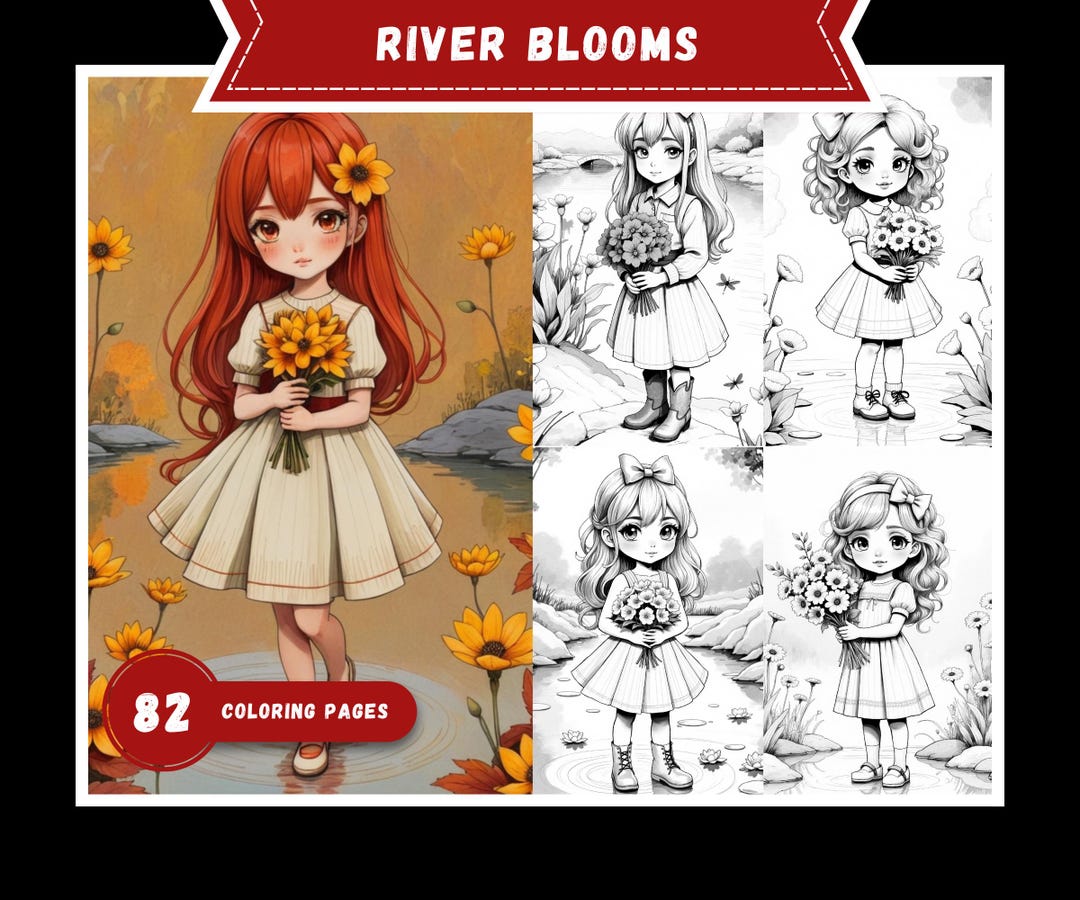 Cute Chibi Girls Printable Coloring Pages, Kawaii Anime Flower Adult ...
