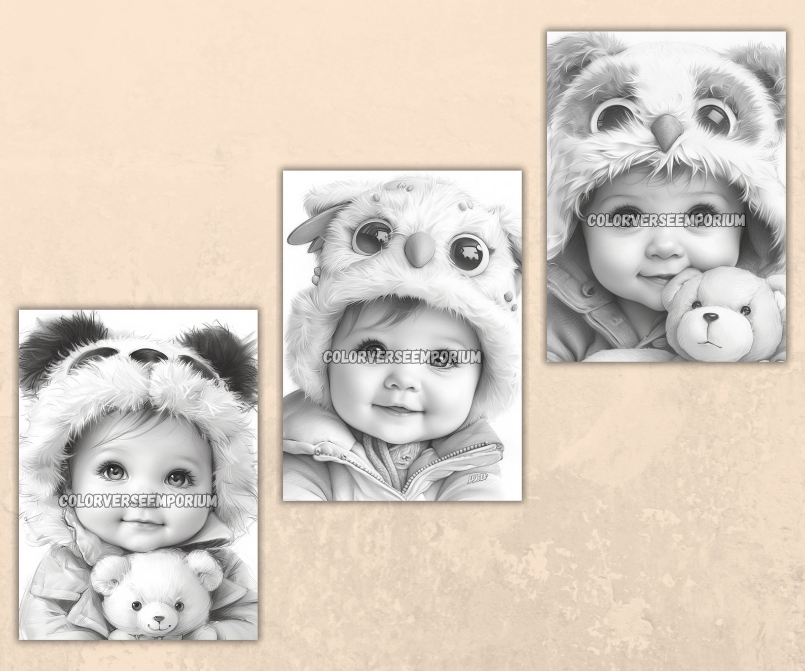 Cute Babies Coloring Book Printable Sweet Baby Coloring Pages Grayscale ...