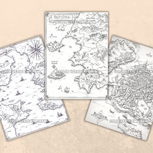 Fantasy Map Coloring Book Printable Magical World Art Coloring Pages ...