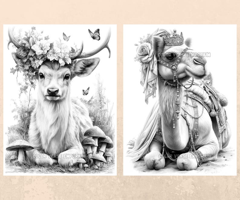 Forest Animal Coloring Pages: Royal Critters With Flower Crowns (PDF ...