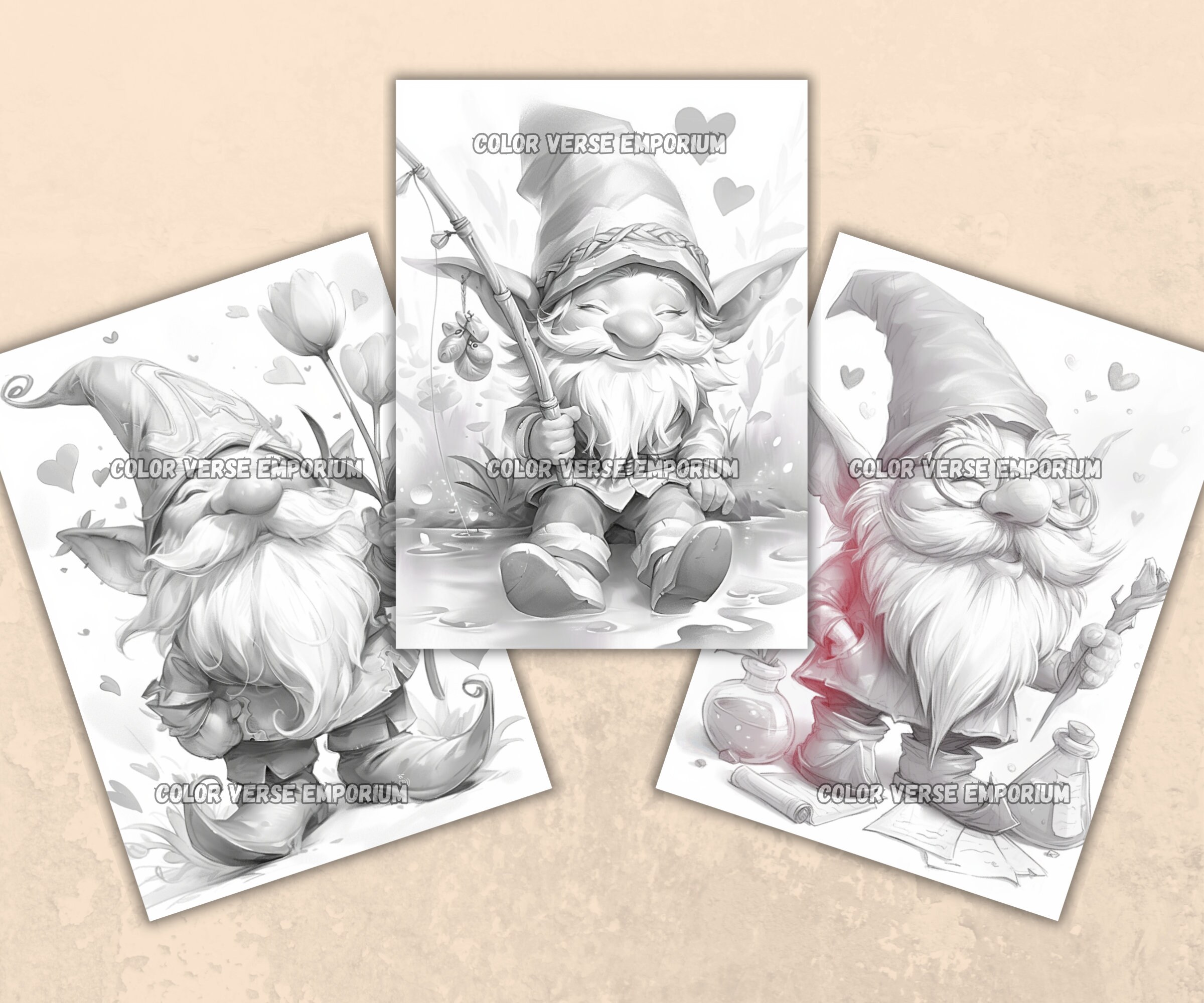 49 Enchanting Gnomes Coloring Book Gardens Printable Gnome Adventure ...