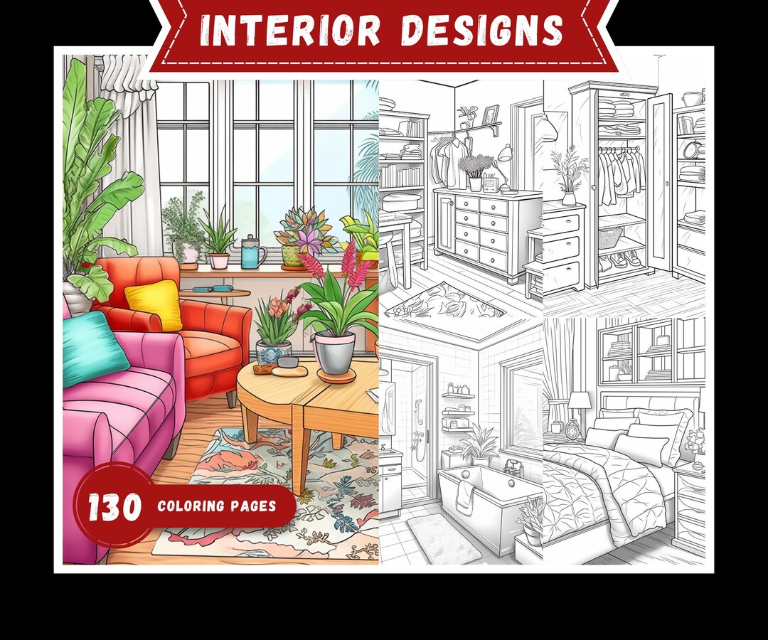Cozy Interior Coloring Book Printable Warm Home Coloring Pages ...