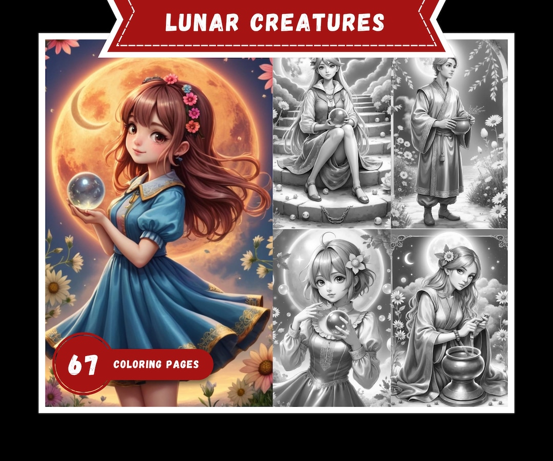 Moon Goddess Printable Coloring Pages, Fantasy Anime Girls Adult ...