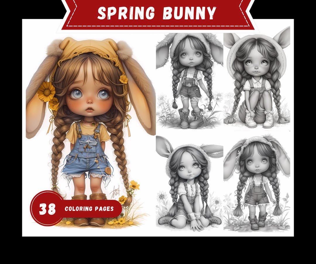 Spring Bunny Coloring Book Printable Cute Easter Bunny Coloring Pages ...