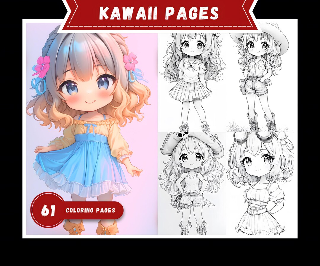 Kawaii Anime Girls Coloring Pages, Cute Chibi Character, Japanese ...