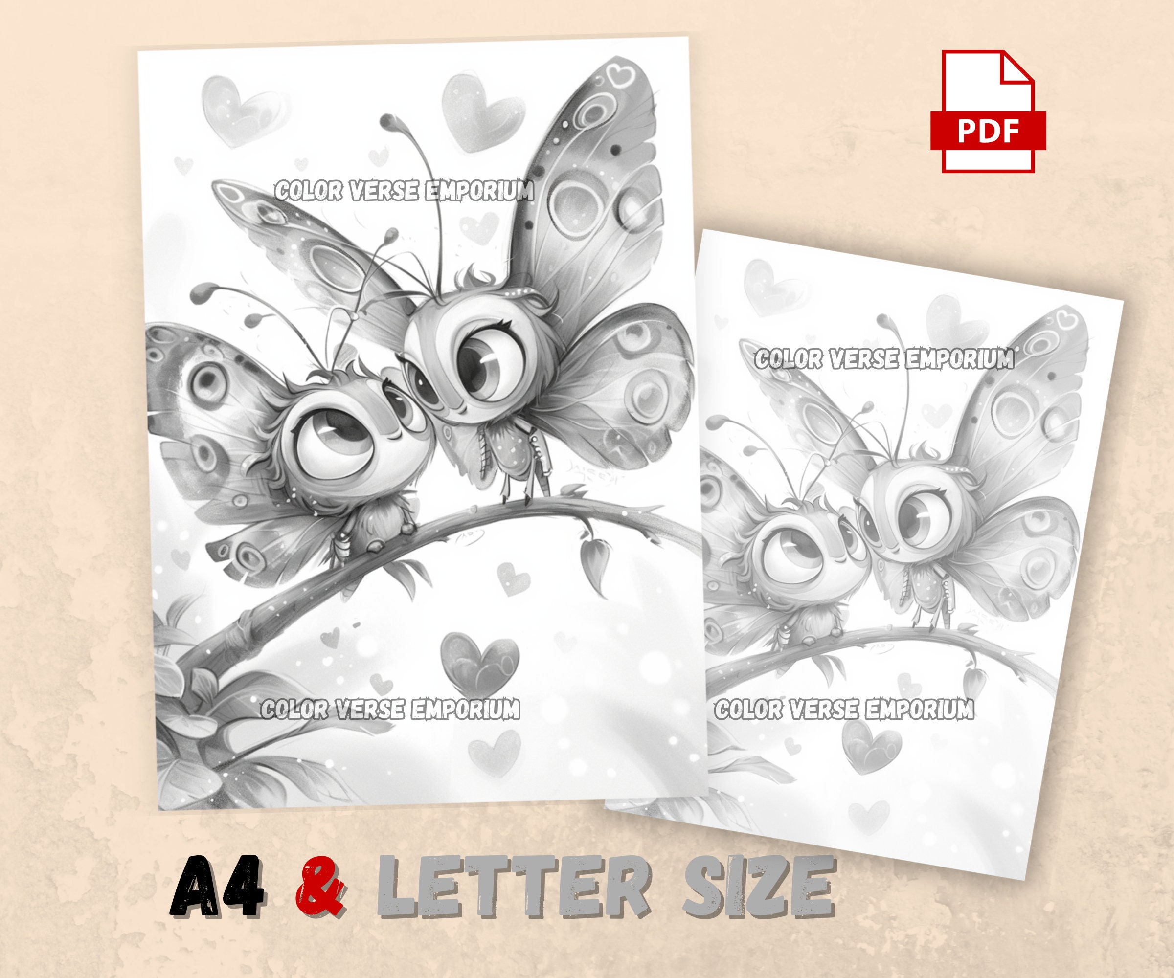 33 Sweet Bugs in Love Coloring Book Printable Nature Love Insect ...