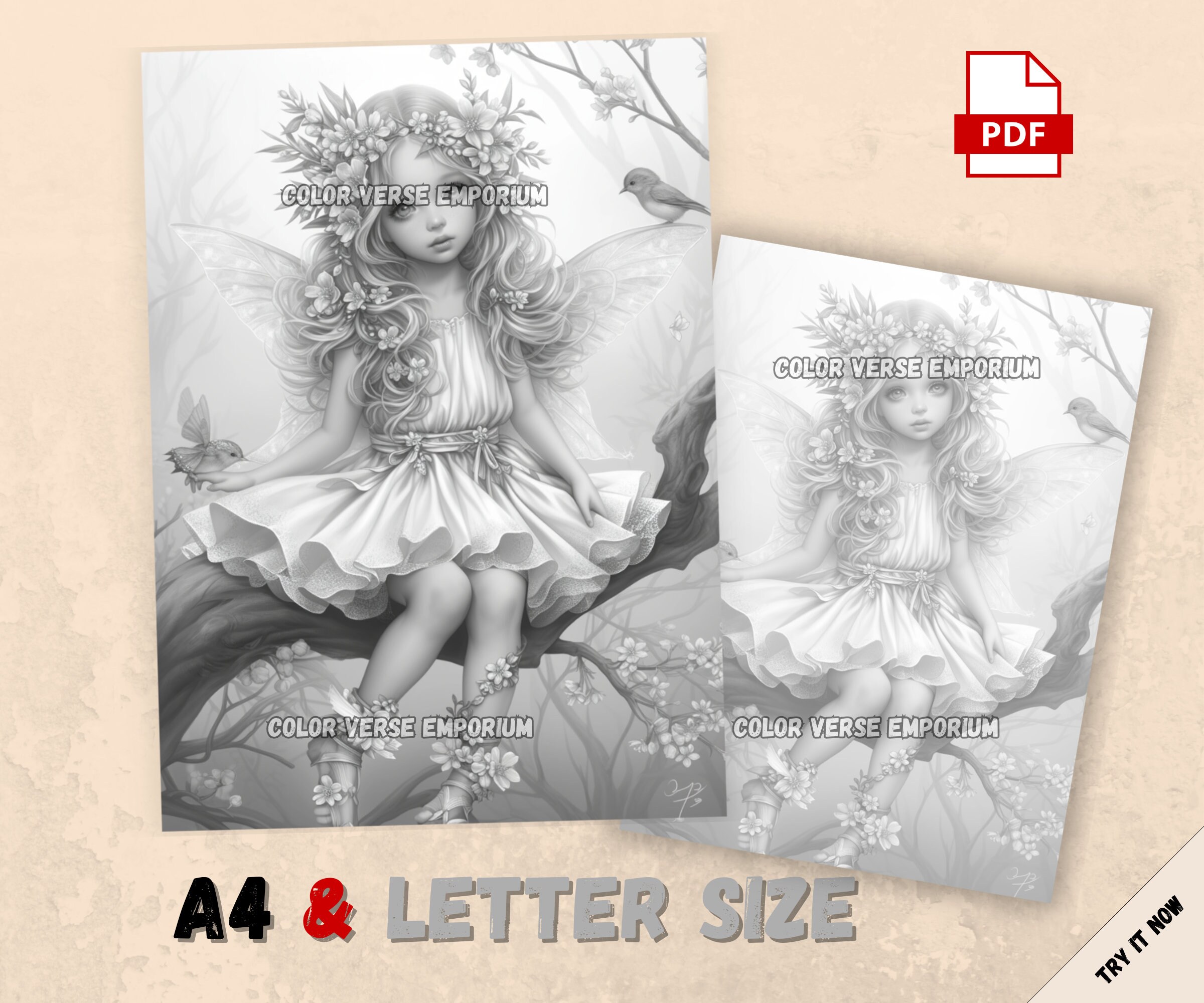 66 Enchanted Spring Fairies Coloring Book Printable Woodland Fairy ...